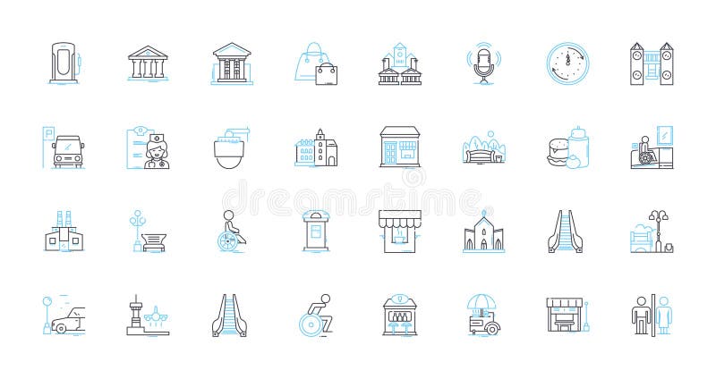 Advanced Metropolis Linear Icons Set. Sprawling, High-tech, Futuristic ...