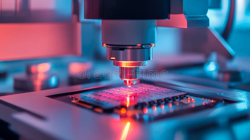 An Advanced Micro-scaling Machine Creating Microchips Stock ...