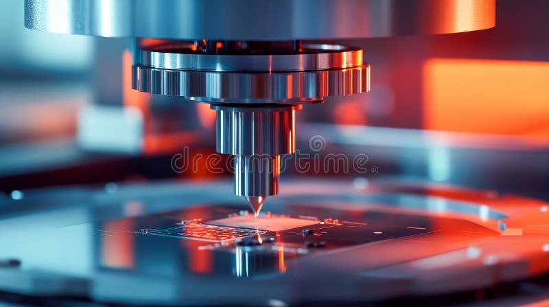 An Advanced Micro-scaling Machine Creating New Microchips. Concept of ...