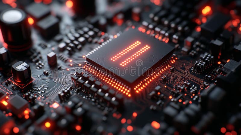 Advanced Microchip Circuit Board - Generative Ai Stock Illustration ...