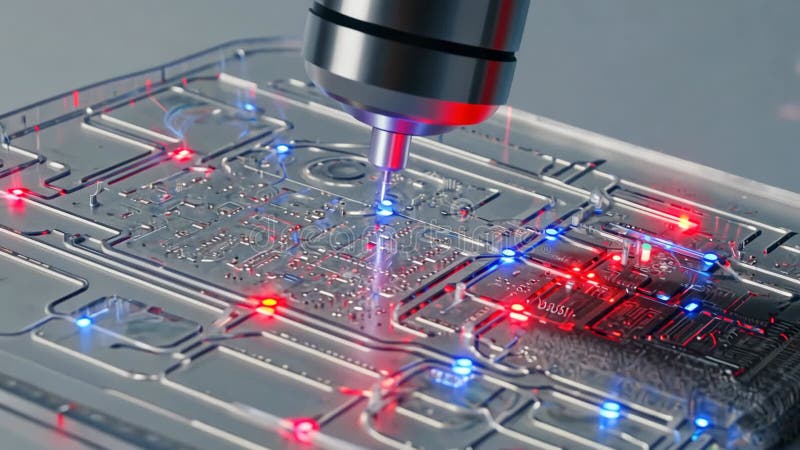 Advanced Microchip Circuit with Illuminated LEDs for Innovative Technology Solutions Generative ...