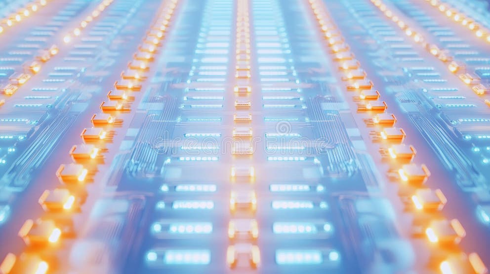 Advanced Microchip Circuitry with Illuminated Pathways and Components ...