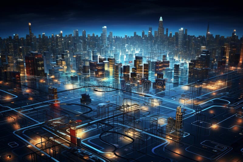 Advanced Microchip City Town. Generate Ai Stock Photo - Image of ...