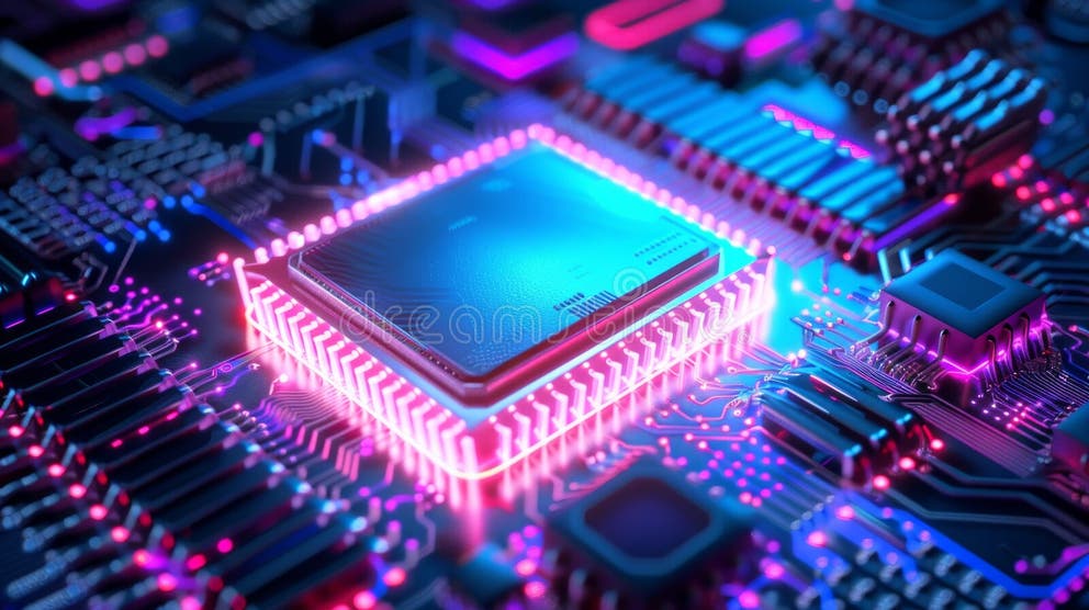 Advanced Microchip Processor on Circuit Board, Data Processing Technology, Digital Future Stock ...