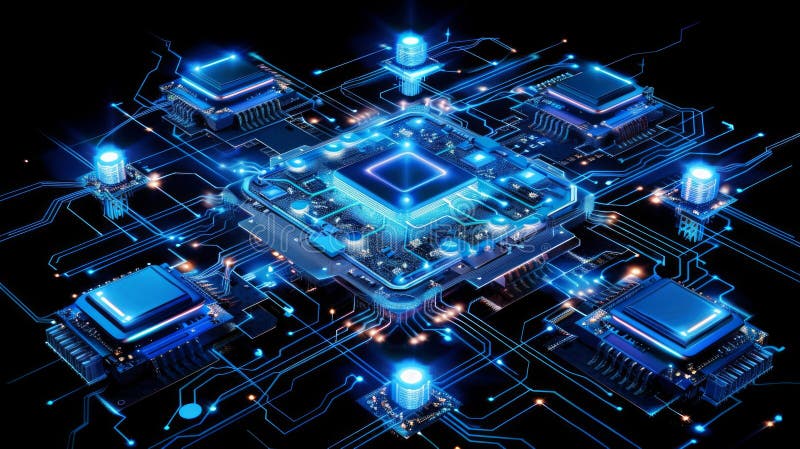 Advanced Microchip Processor on Circuit Board Technology Stock Illustration - Illustration of ...