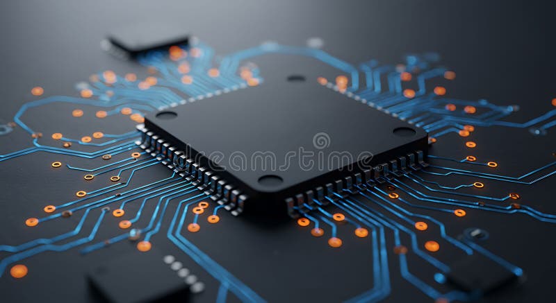 Advanced Microchip Technology Circuit Board Closeup Stock Image - Image ...