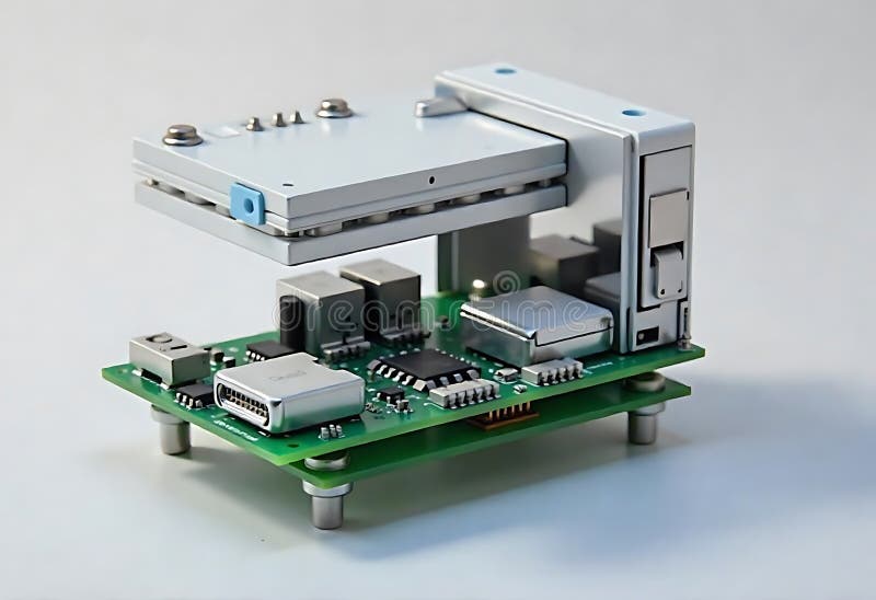 Generative AI. Advanced Microelectronics System Prototype Stock Image ...