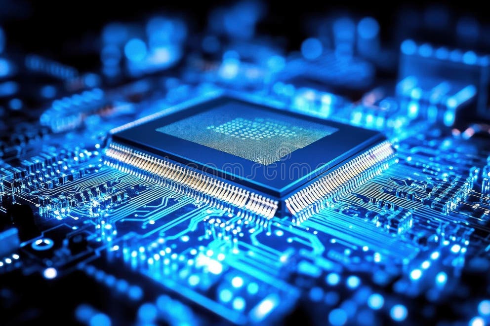 Advanced Microprocessor Chip on Circuit Board Stock Illustration ...