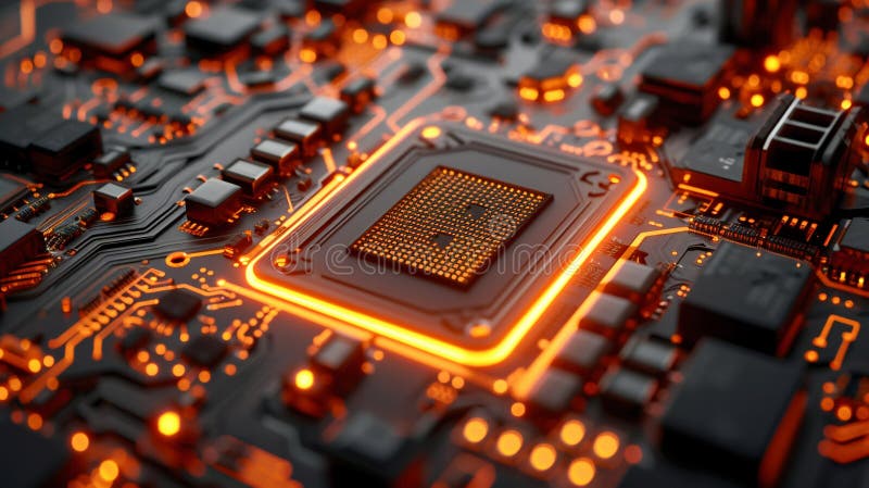 Advanced Microprocessor on Circuit Board. Generative Ai Stock ...