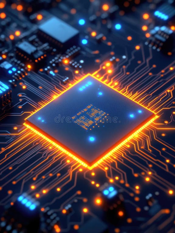 Advanced Microprocessor on Circuit Board Stock Image - Image of ...