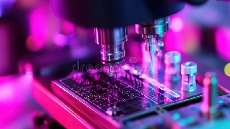 Microscopic Close Up Research Examination Laboratory Purple Samples ...