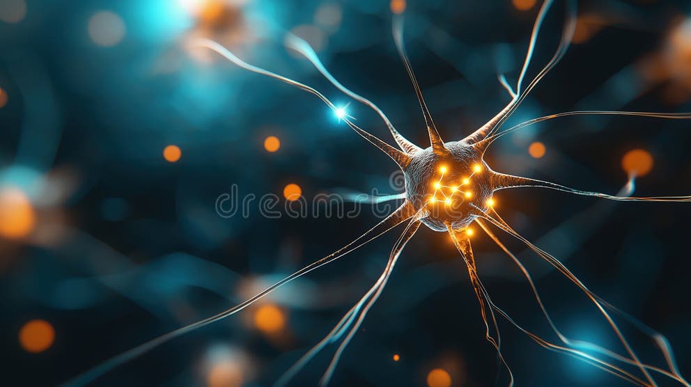Advanced Microscope Image of a Neuron, with Synapses Highlighted ...