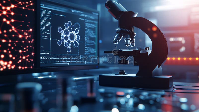 Advanced Microscope in Modern Tech Environment Stock Photo - Image of ...