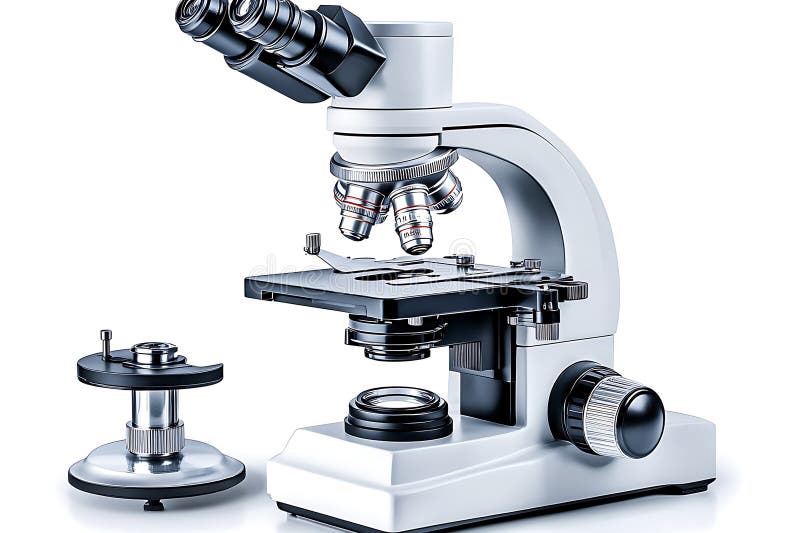 Advanced Microscope with Objectives and Stage Stock Illustration ...