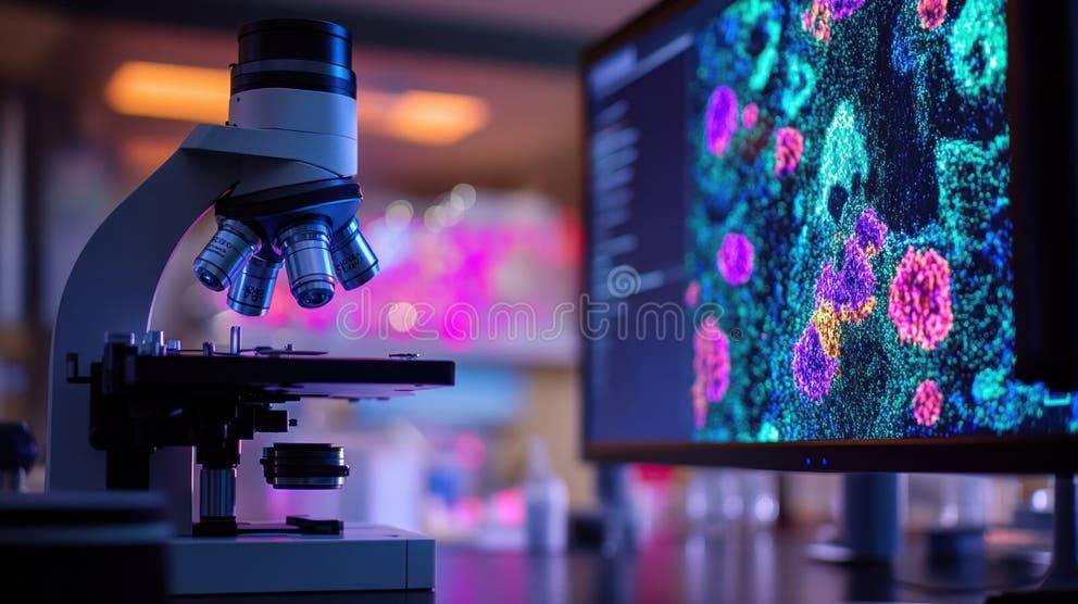 Advanced Microscopy and Digital Analysis in Laboratory Stock Image ...