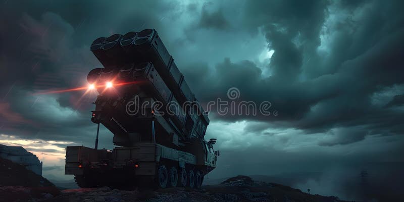 Advanced Military Defense System Under a Dramatic Sky in High ...
