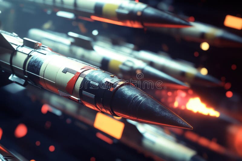 Advanced Missiles Poised for Launch with Dynamic Motion Effects at a ...