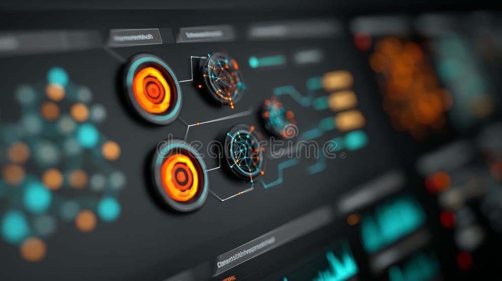 Advanced Monitoring System Interface with HighTech Visual Elements and ...