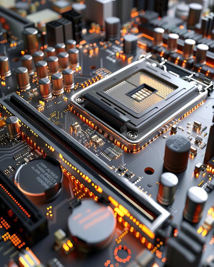 56 Advanced Motherboard Circuit Board Technology 3D Render Illustration ...