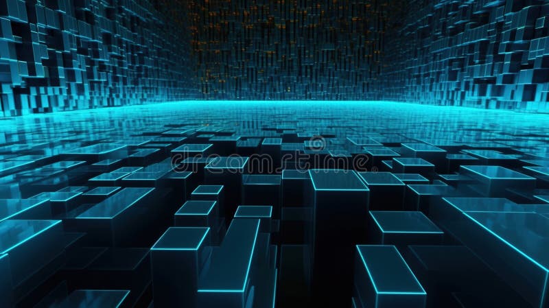 Advanced Motion Digital Cyan Matrix Cyber Environment Stock ...