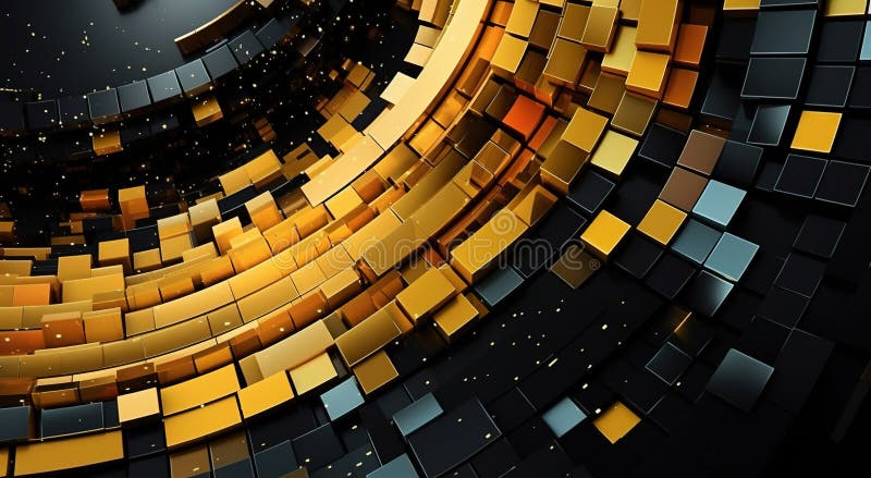 Advanced Motion Digital Gold and Black Matrix Cyber Environment Blocks ...