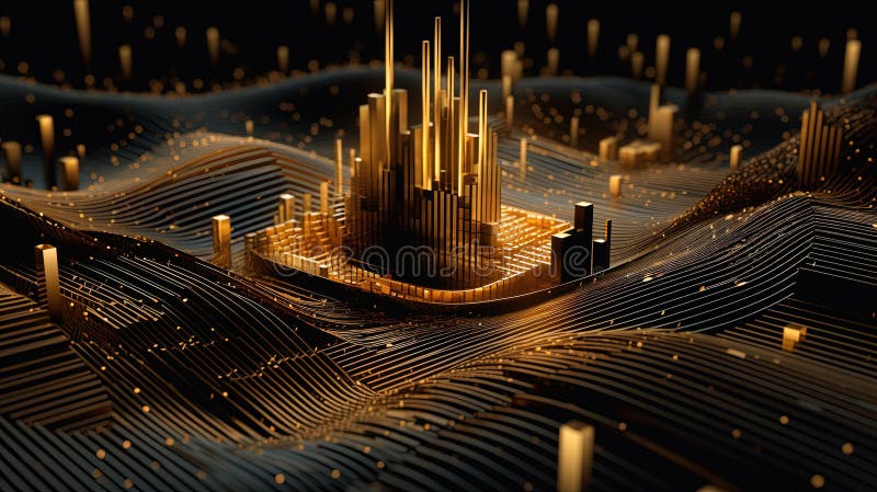 Advanced Motion Digital Gold and Black Matrix Cyber Environment Blocks ...