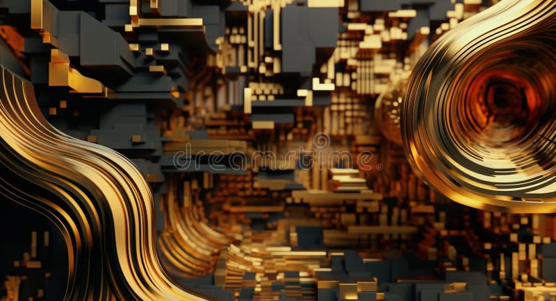 Advanced Motion Digital Gold and Black Matrix Cyber Environment Blocks ...