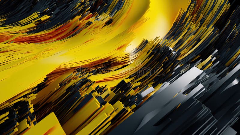 Advanced Motion Digital Gold and Black Matrix Cyber Environment Blocks Wavy Pattern Background ...