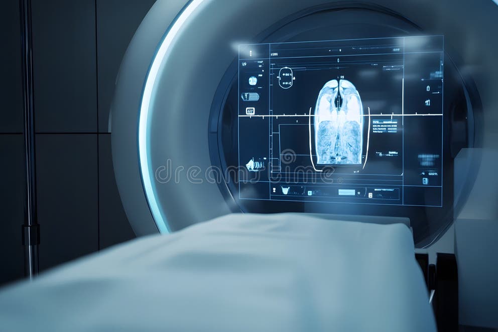 Advanced MRI Machine with Transparent UI Overlay, High-end Medtech Lab ...