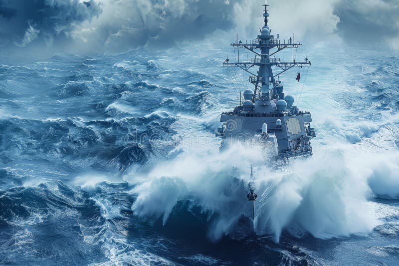 Advanced Navy Destroyer at Sea Ensuring Defense and Security in ...