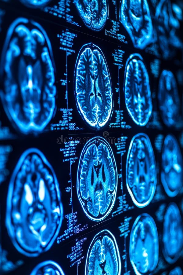 Advanced Neon Blue Brain MRI Scans, Neurological Research and ...