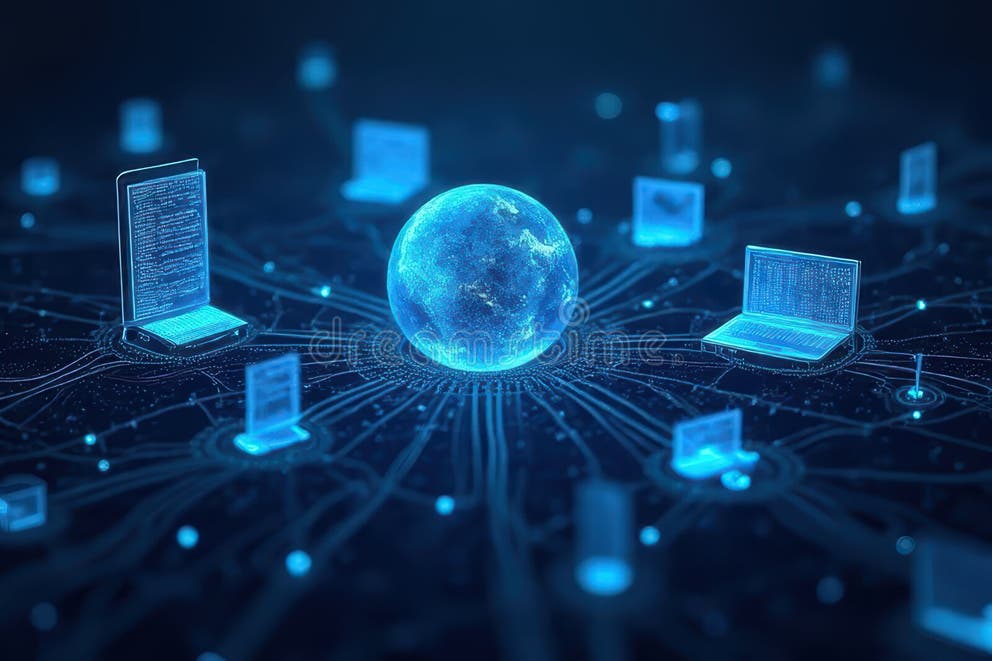 Advanced Network Communication and Tech Diagrams Stock Illustration ...