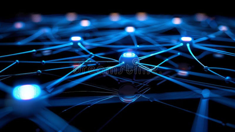 Advanced Network Connection Nodes in Blue, Technology Concept Stock ...