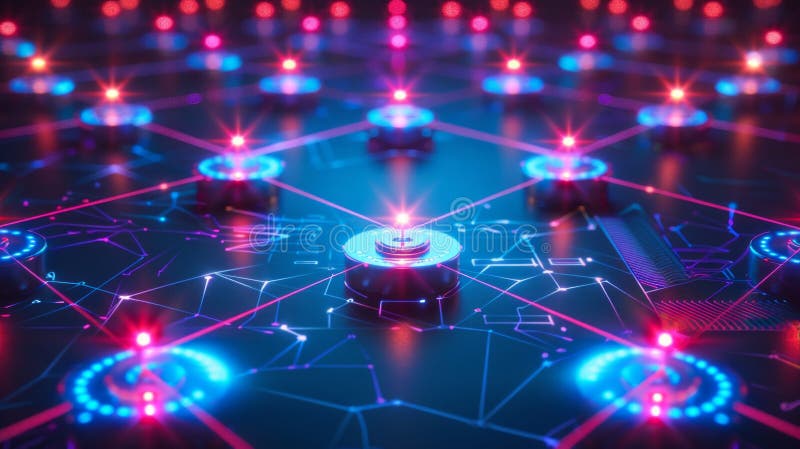 Advanced Network Connection with Nodes and Glowing Lines Stock ...