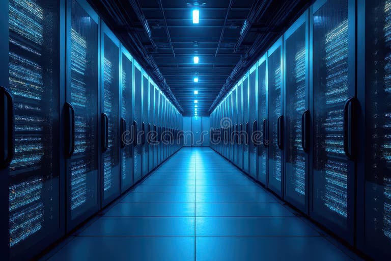 Advanced Network Infrastructure System with Server Racks and Cloud Computing Technology Stock ...