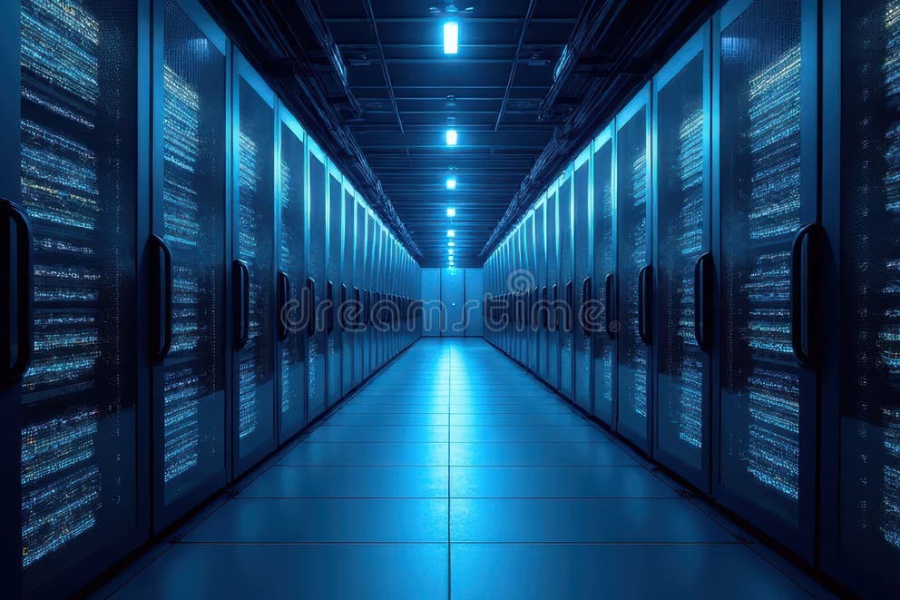 Advanced Network Infrastructure System with Server Racks and Cloud Computing Technology Stock ...