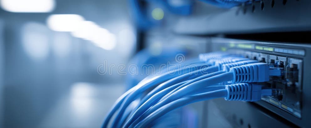 The Advanced Network System Showcasing Vibrant Blue Ethernet Cables ...