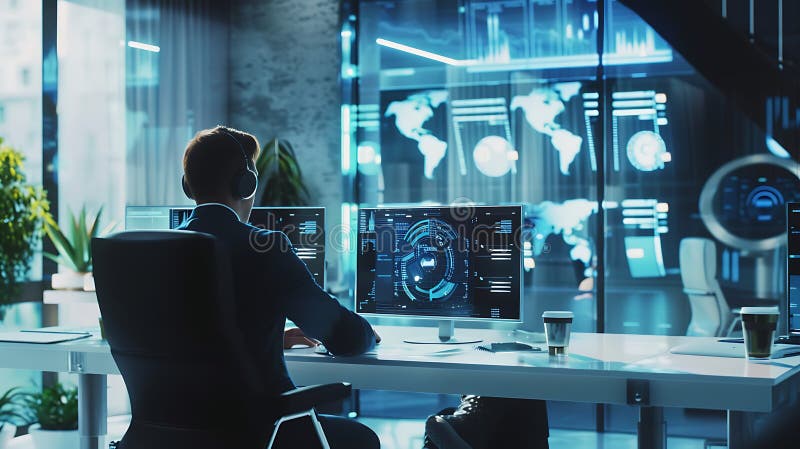 An Advanced Office Setting Where Ai Systems and Humans Work Side by ...