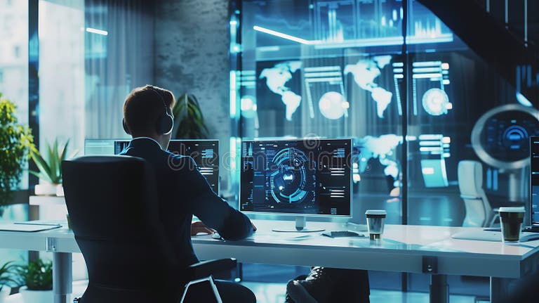 An Advanced Office Setting Where Ai Systems and Humans Work Side by ...