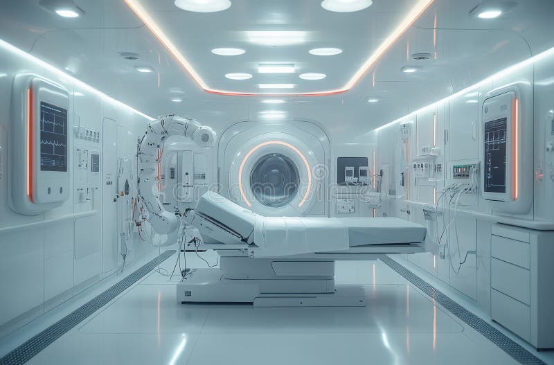 Futuristic Hospital Operating Room Featuring Robotic Arms and Advanced ...