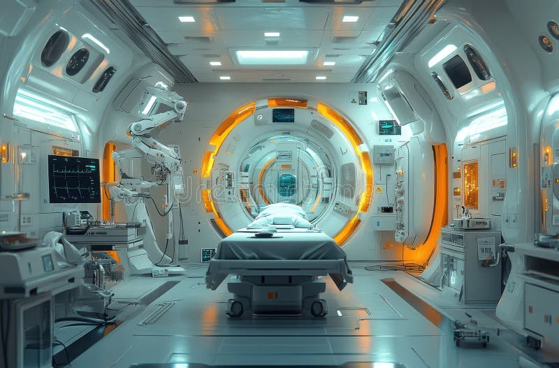 Futuristic Hospital Operating Room Showcasing Robotic Arms and Advanced ...