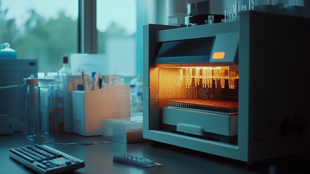 Advanced PCR Machine for Amplifying DNA Samples in Laboratory Stock Illustration - Illustration ...