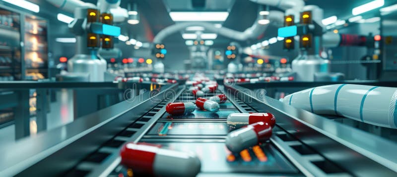 Advanced Pharmaceutical Facility with Automated Pill Packaging Robots ...