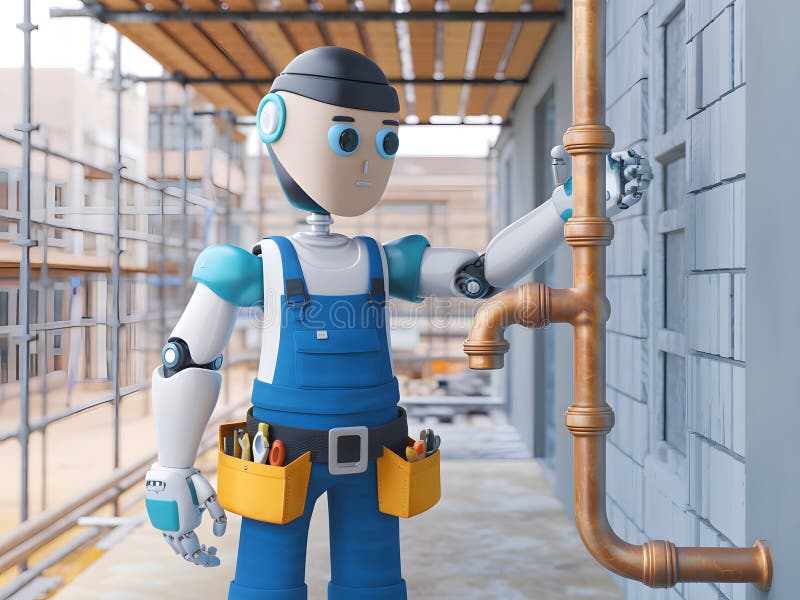 Advanced Plumber Robot with Human-like Features Installs Pipes at ...