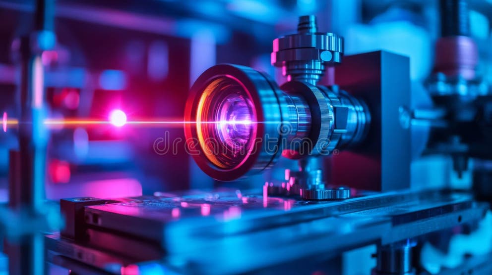 Advanced Precision Lens System Emits Bright Laser Beam Stock ...
