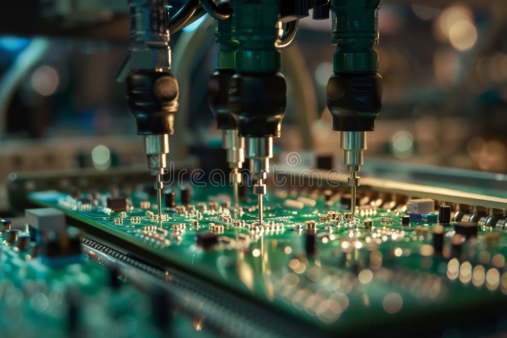 Advanced Precision Robotics Assembling Circuit Boards in a High-Tech Factory Stock Image - Image ...