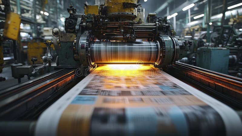 Advanced Printing Machine in Action at a Factory Stock Illustration ...
