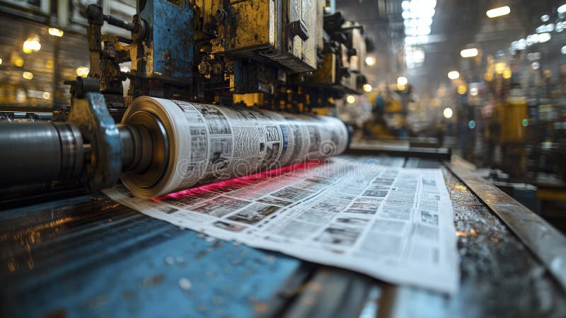 Advanced Printing Press Techniques for Newspapers Stock Illustration ...
