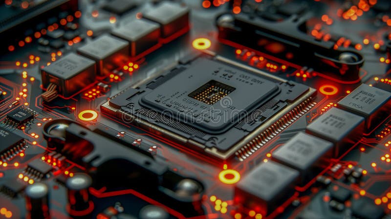 Advanced Processor Socket on High-Tech Circuit Board Stock Illustration ...