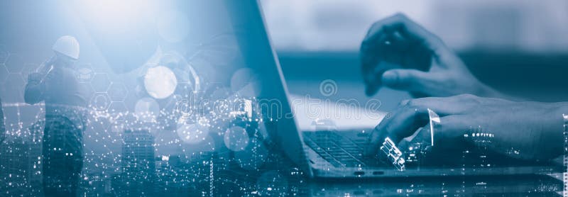 Advanced Programmer Working with Computer Build Smart City Network ...